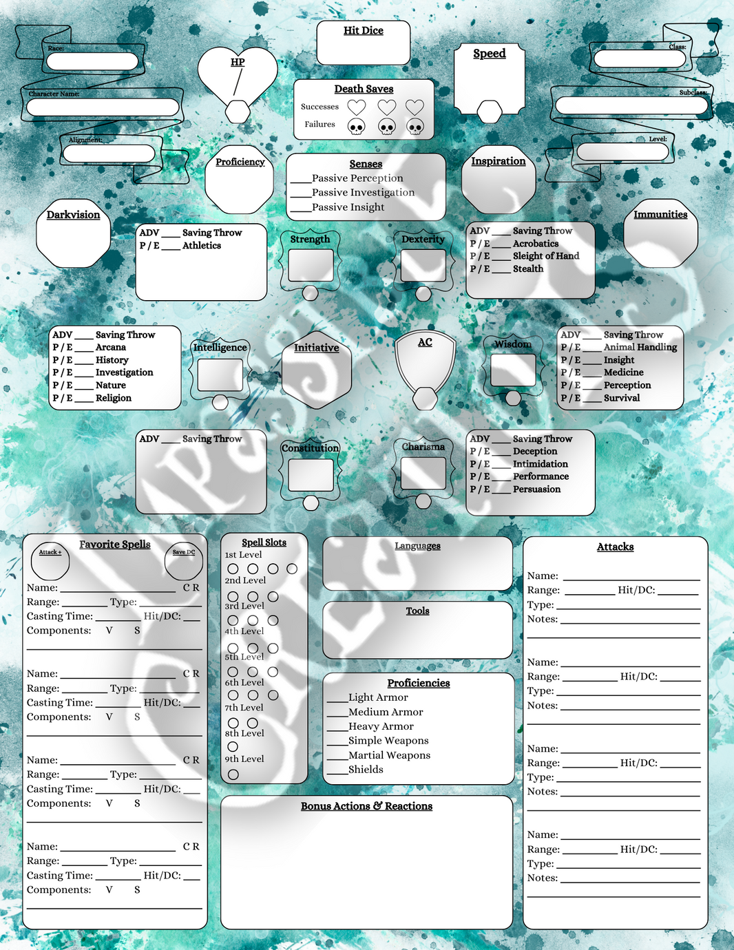 Character Sheets – Impassible Creations